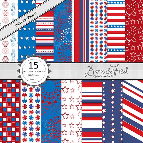 Independence Day Digital Paper: Patriotic America Fourth of - Etsy