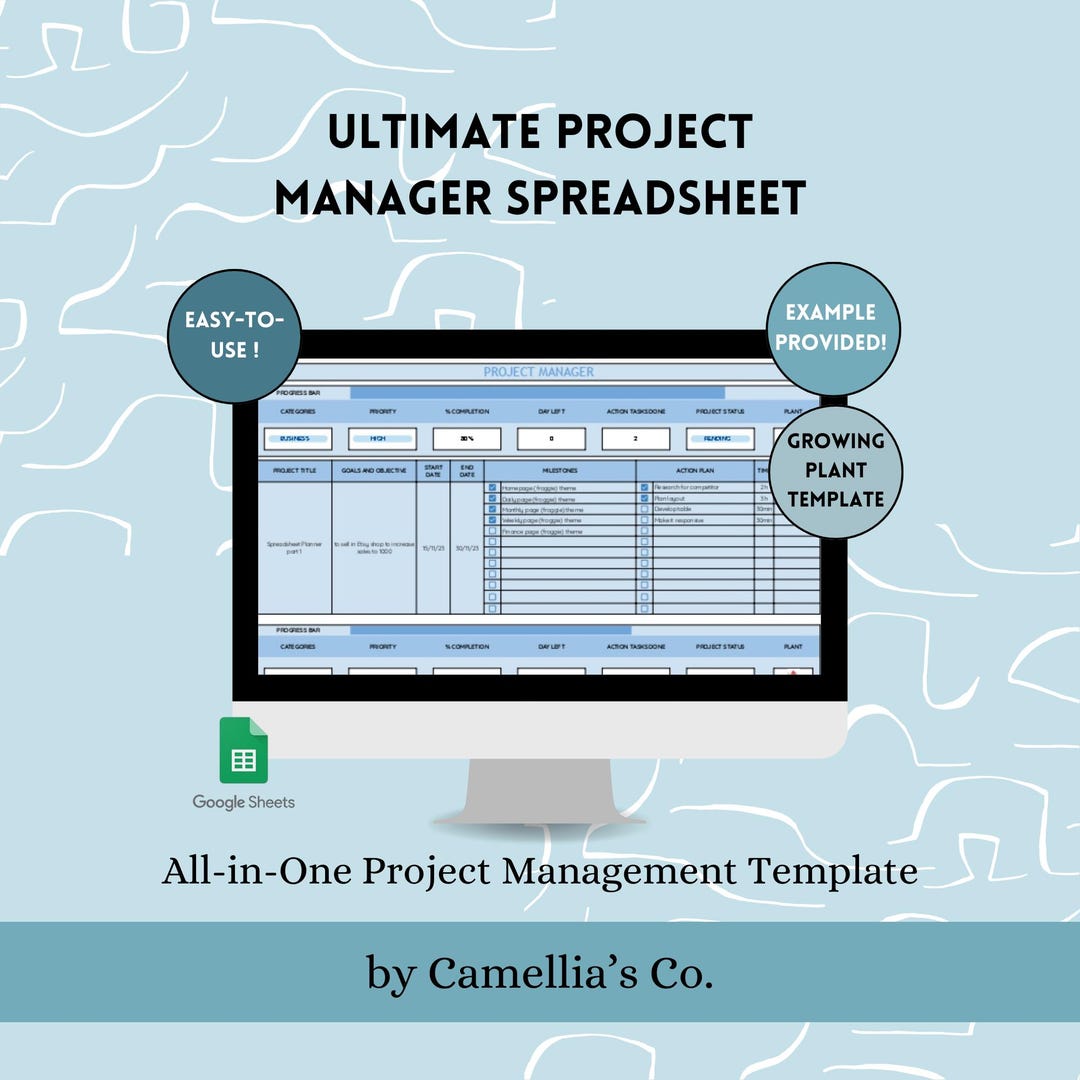 Project Management Google Sheets Project Tracker Google Sheets Planner ...