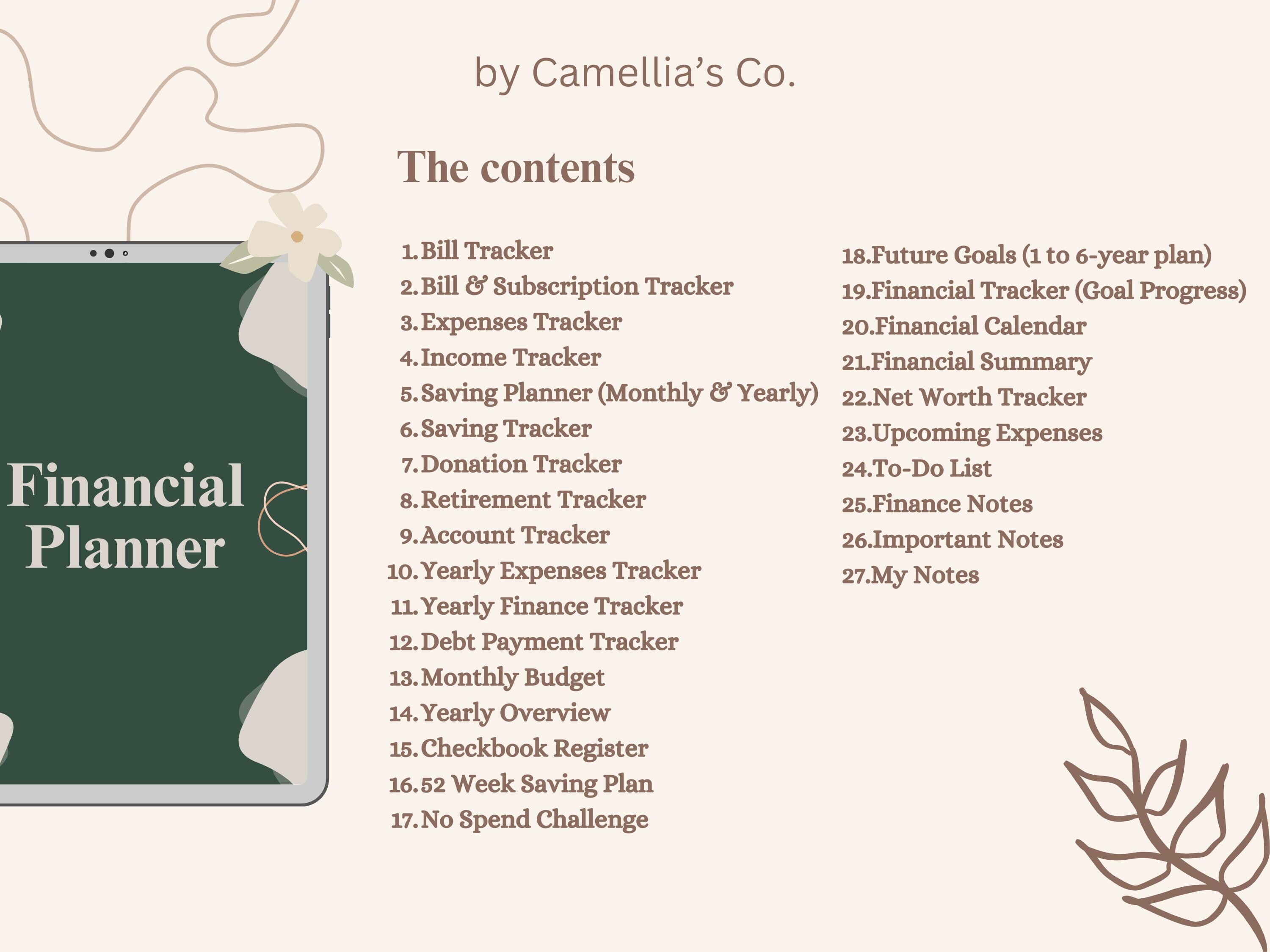 Digital Financial Planner Budget Tracker Expense Log Savings Tracker ...