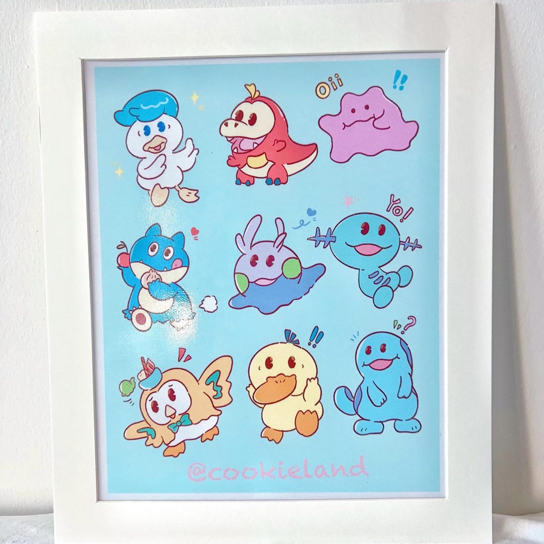 Pokemon Kawaii Pastel Theme Glossy Paper Print munchlax, Fuecoco ...