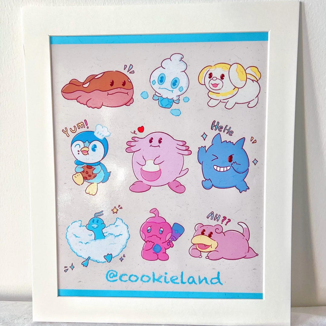 Pokemon Kawaii Style Pastel Theme Glossy Paper Print Chansey, Piplup ...