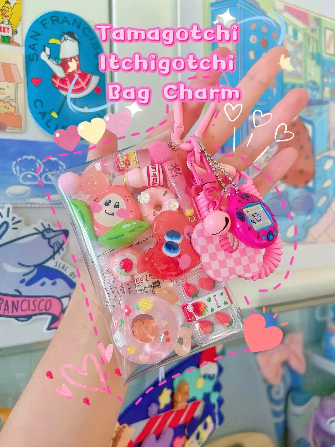 Tamagotchi Itchigotchi Valentine Gacha Pouch- Miniature Food Keychain ...