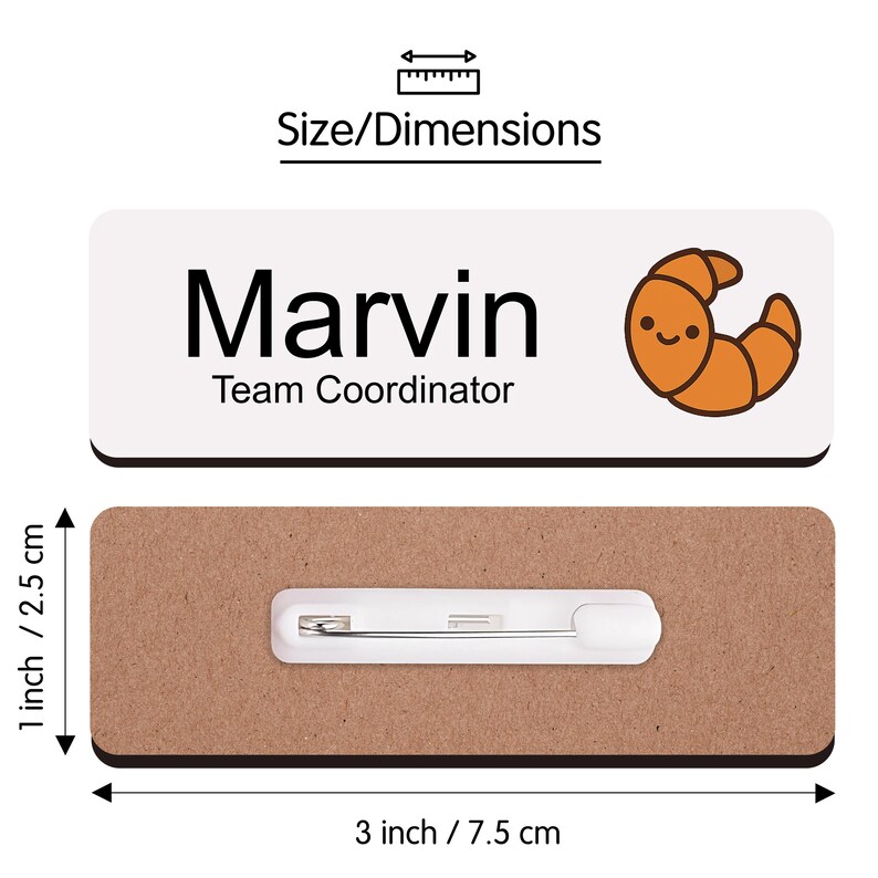 Custom Name Badge, Cafe Job ID Tag for Catering and Baristas - Etsy