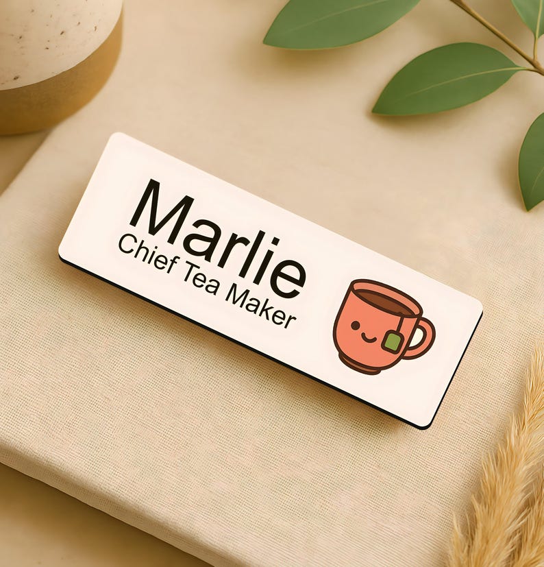 Custom Name Badge, Cafe Job ID Tag for Catering and Baristas - Etsy