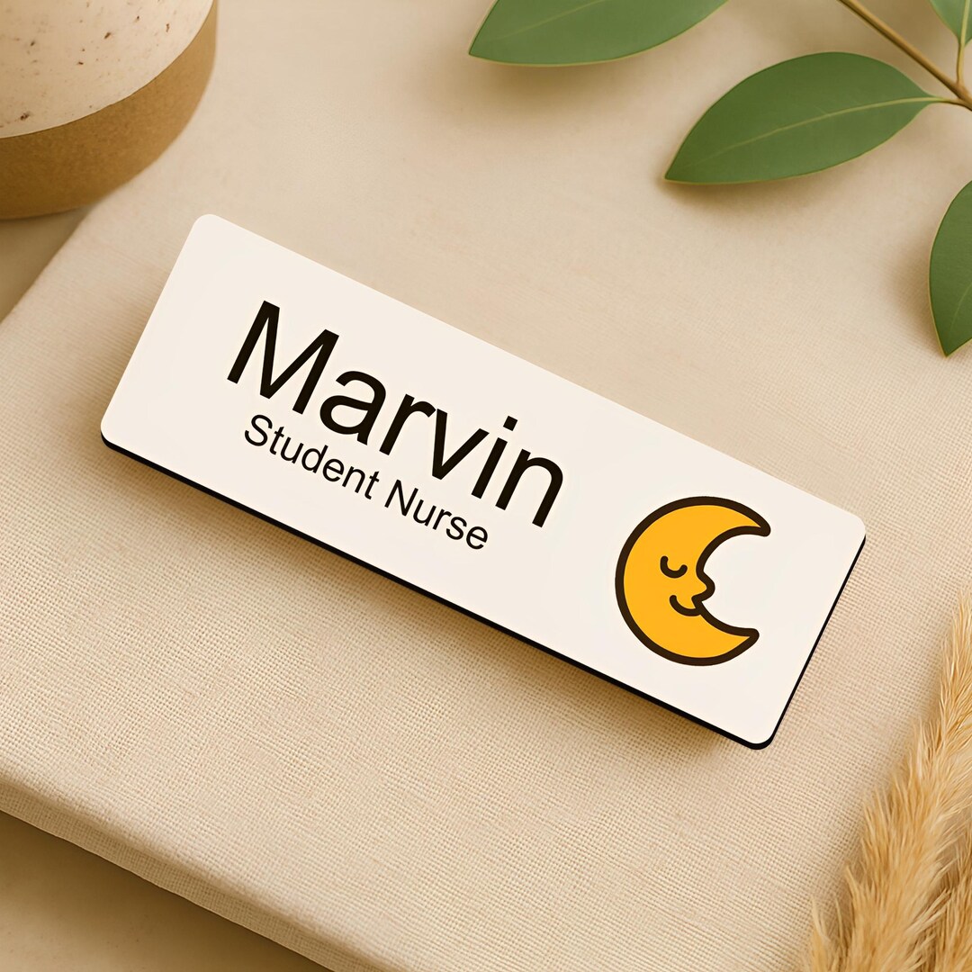 Custom Moon Name Badge, Cute Cartoon Space Work ID Tag, Multiple ...