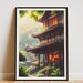 Japanese Temple Art Print Traditional Shrine Illustration Zen Wall ...