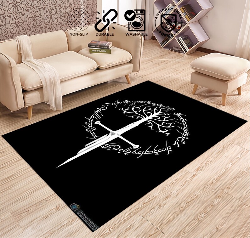 Dark Fantasy Lord of the Rings Style, LOTR Carpet, Fan Gift Rug, Gondor ...