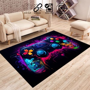 Gaming Room Rug, Gift for Gamer, Neon Look Rug, Cool Rug, Game Boy Rug ...