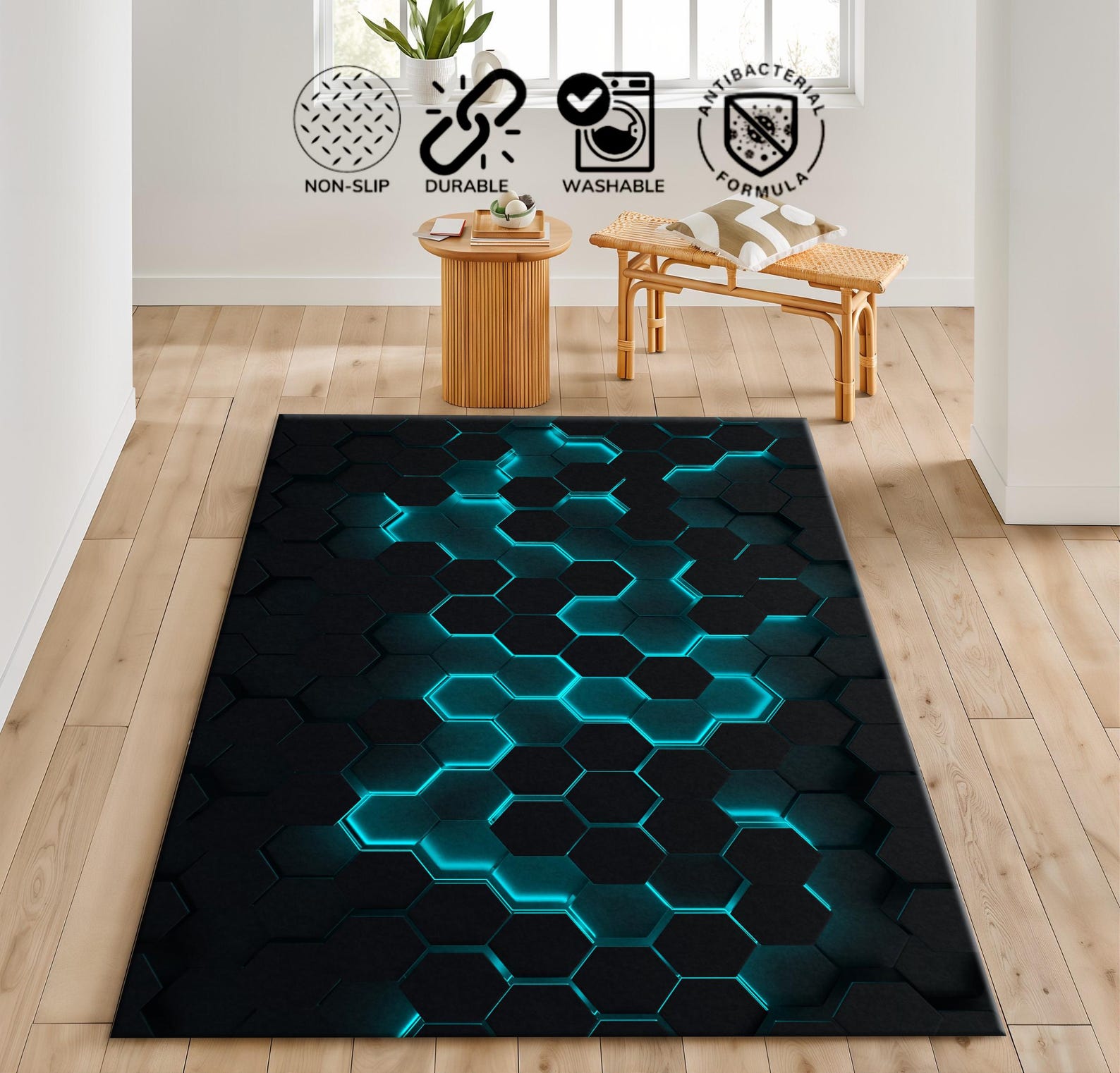 Gaming Room Rug, Neon Gaming Illusion Rug, Gift for Gamer, E-spor Rug ...