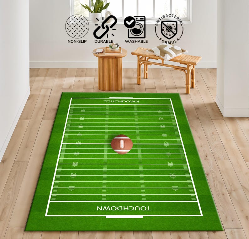 American Football Field Rug, Football Court, Housewarming Gift for Him ...