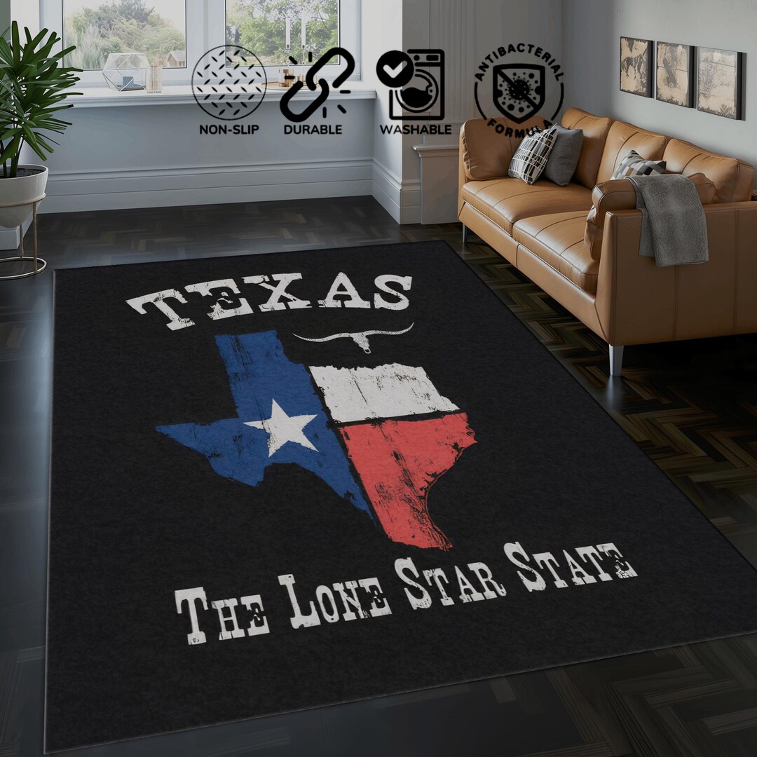 Texas Flag Rug, Cowboy Rug, Modern American Design, Popular Rug ...