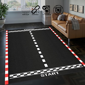 Race Track, Race Track Rug, Runner Rug, Start Line, Finish Line, Kids ...
