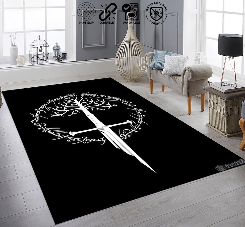 Dark Fantasy Lord of the Rings Style, LOTR Carpet, Fan Gift Rug, Gondor ...