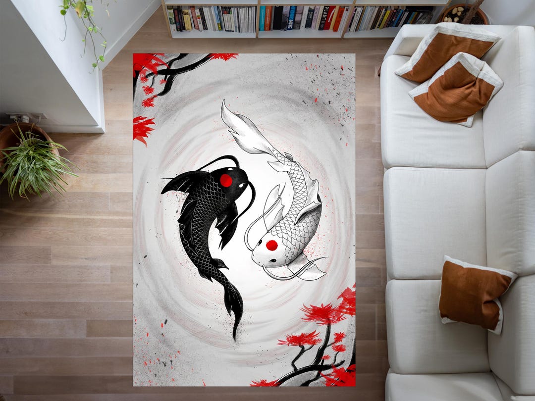 Japanese Koi Fish Rug, Koi Rug, Abstract Rug, Animal Rugs,decorative ...