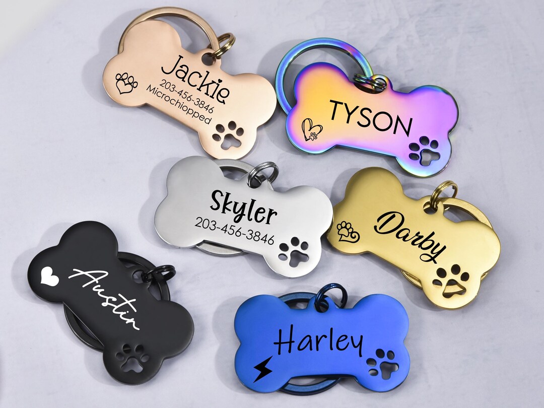 Personalized Dog and Cat Name Tag, Dog Tag Engraved for Pets, Keep Safe ...