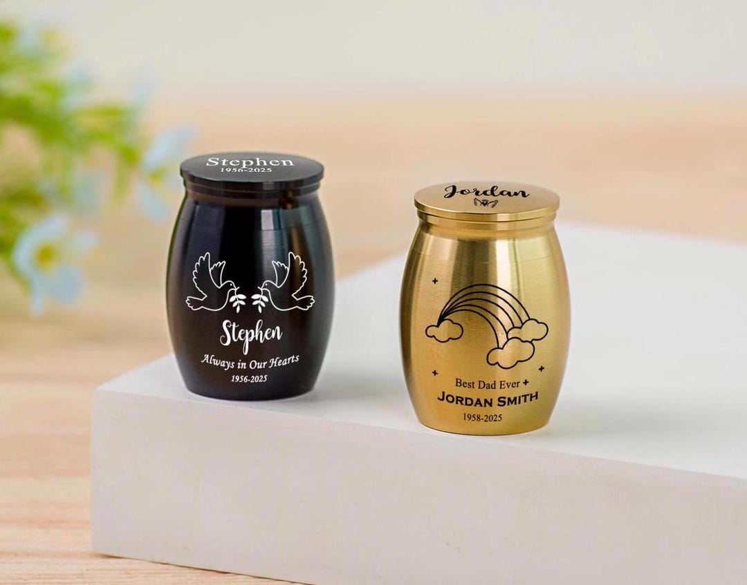 Personalized Mini Cremation Urn, Stainless Steel Ash Keeper, Pet or ...