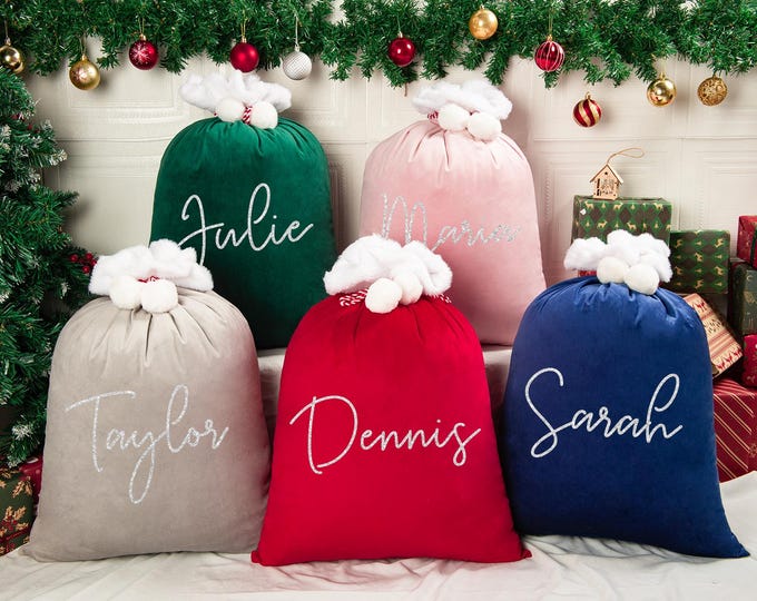 Personalized Velvet Santa Sack: Custom Christmas Gift Bag - Etsy