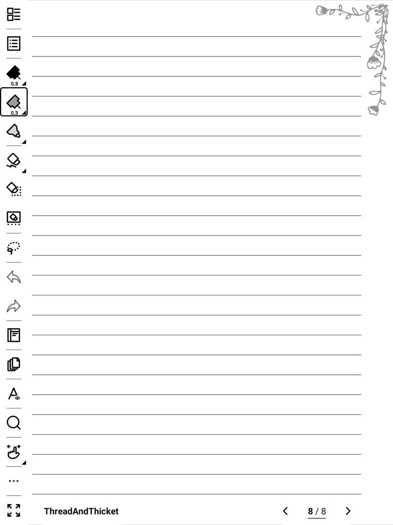 RIGHT Flower 6mm Lined Full Page Supernote Nomad A6X2 Template. - Etsy