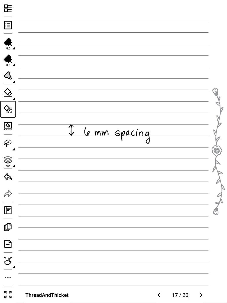 SIDE VINES 6mm Lined Full Page Supernote Nomad A6X2 Template. - Etsy