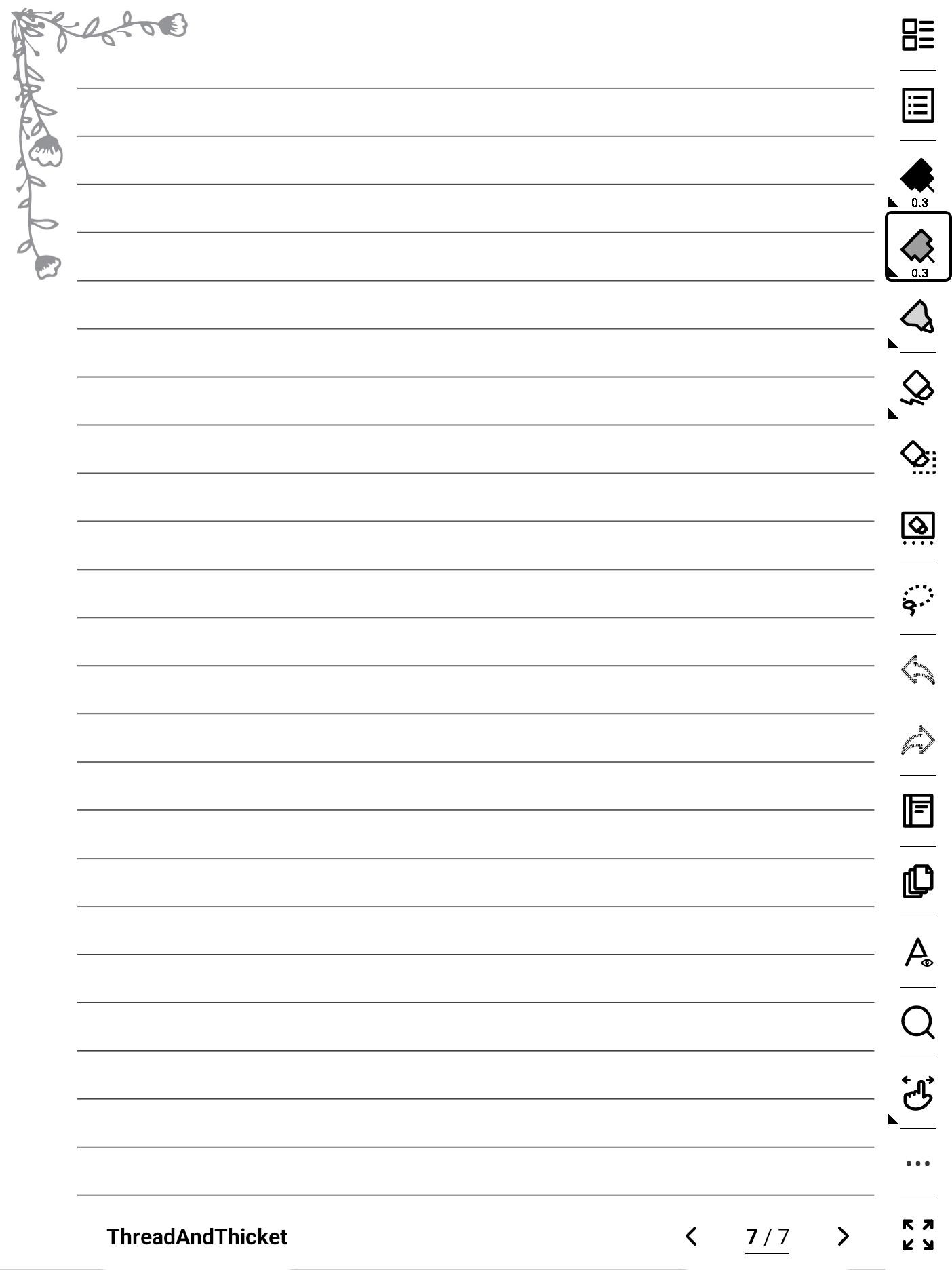 LEFT Flower 6mm Lined Full Page Supernote Nomad A6X2 Template. - Etsy