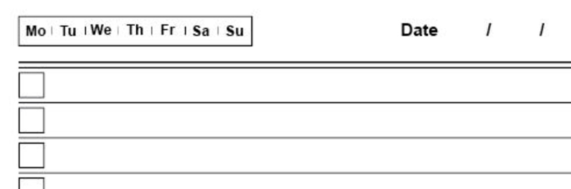Todo 6mm Lined Full Page Checkboxes and Date/day of the Week. Supernote ...