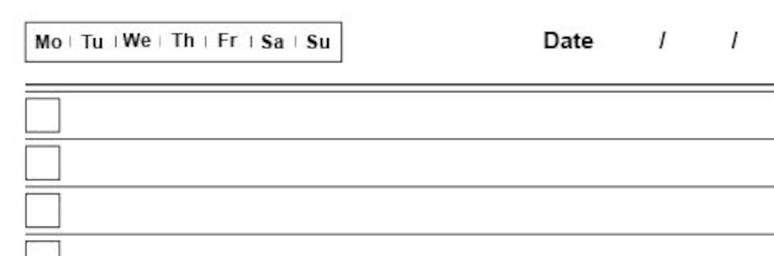 Todo 6mm Lined Full Page Checkboxes and Date/day of the Week. Supernote ...