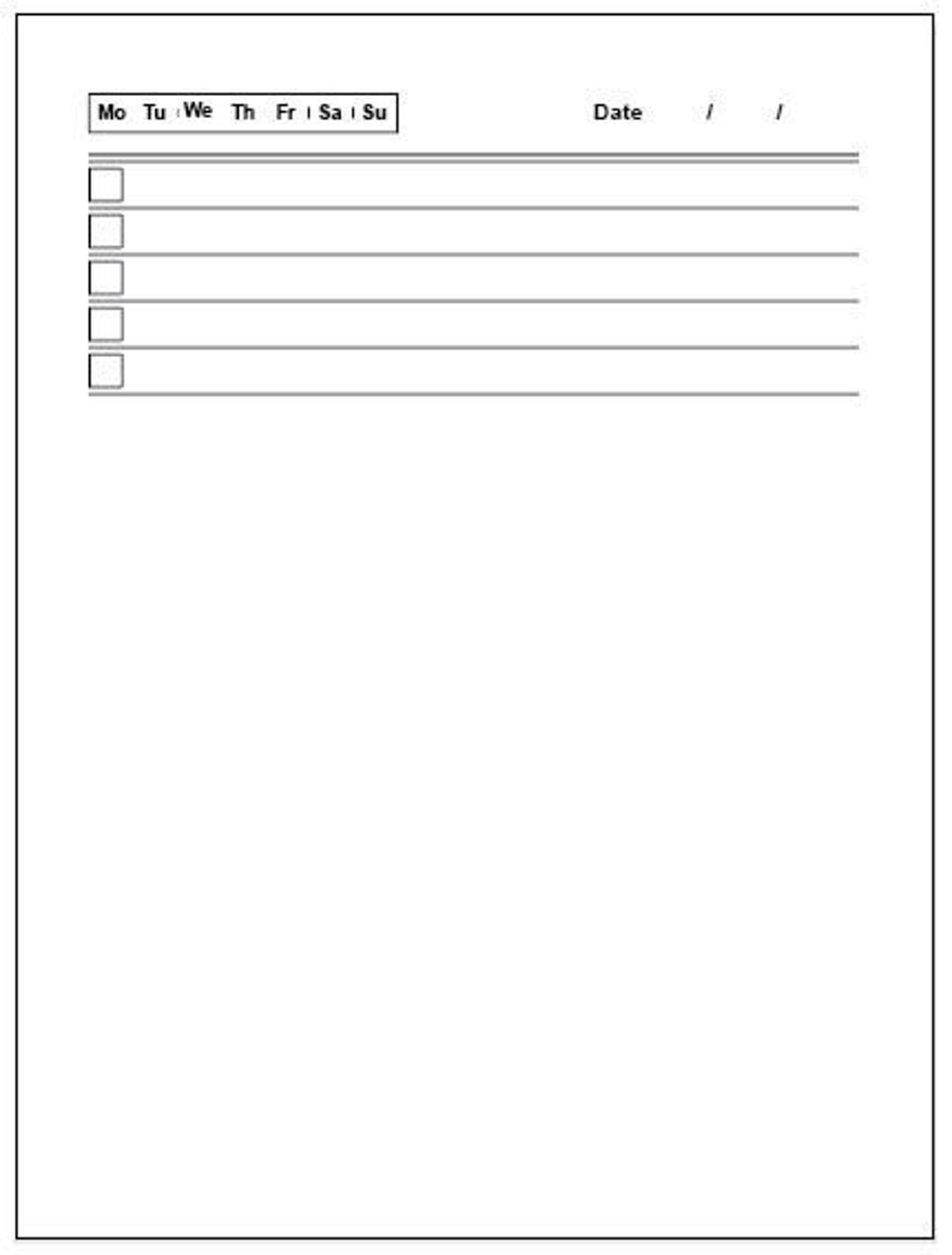 Todo 6mm Top5 Lined Checkbox With Notes Section and Date/day of the ...