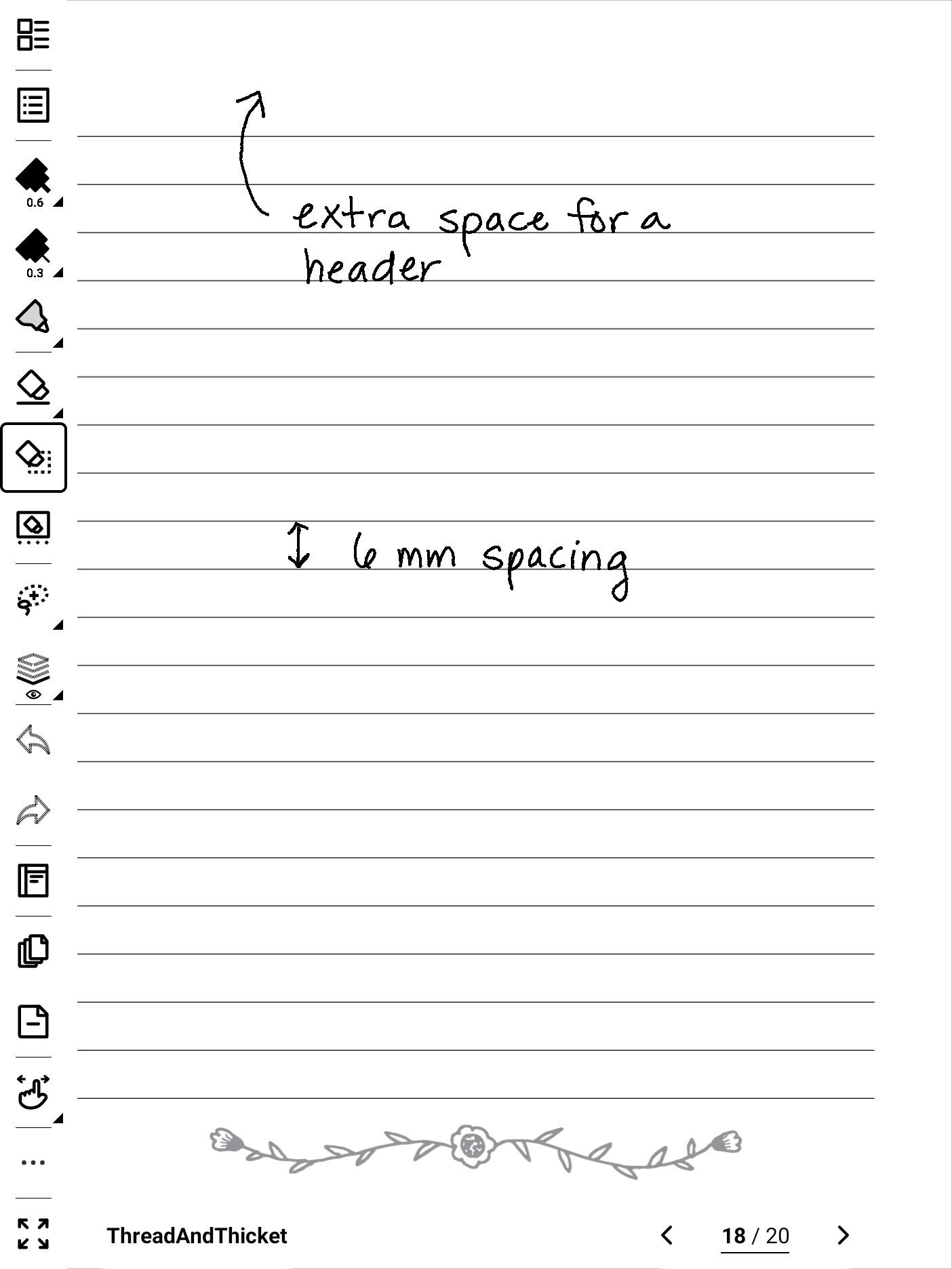 BOTTOM VINES 6mm Lined Full Page With HEADER Supernote Nomad A6X2 ...