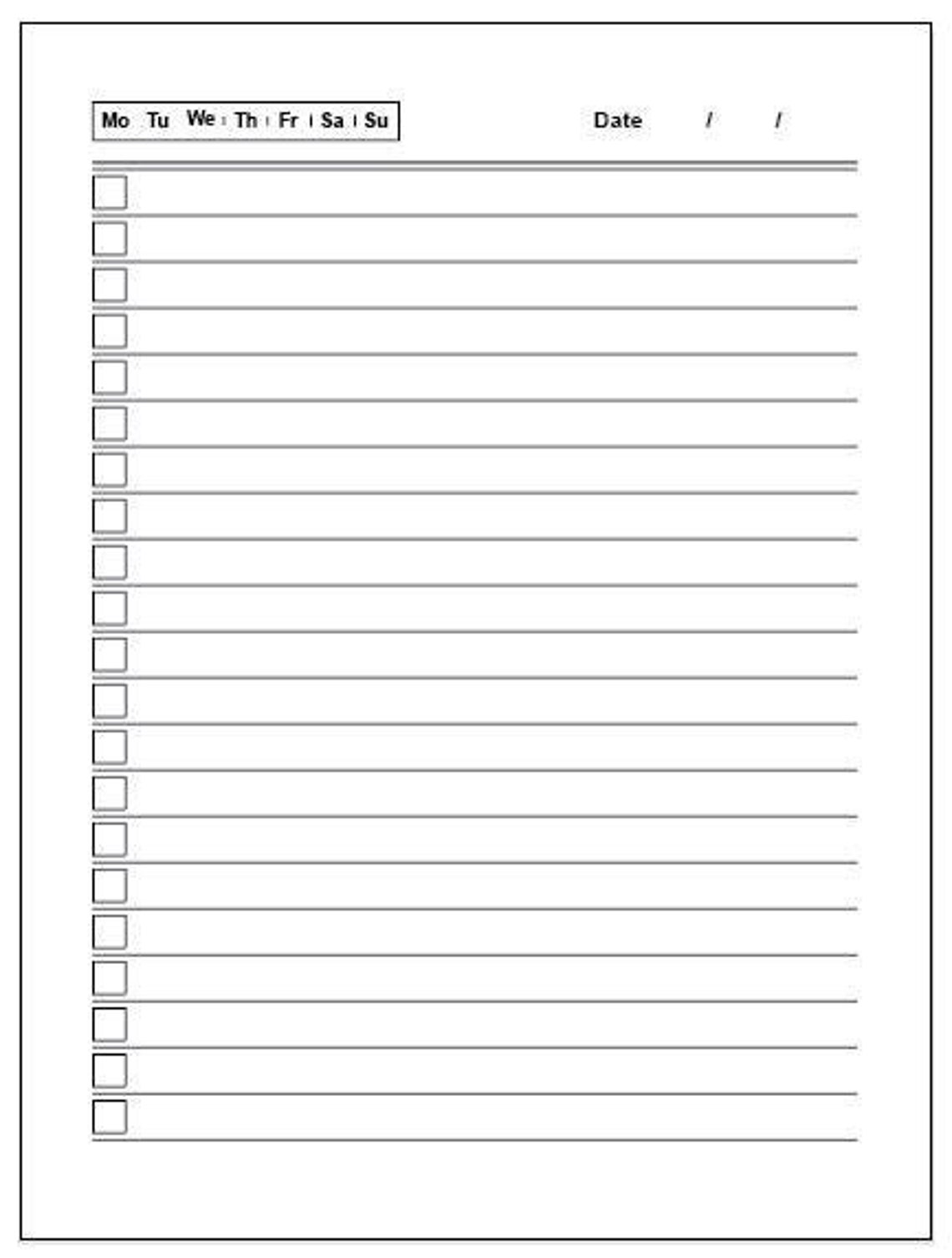 Todo 6mm Lined Full Page Checkboxes and Date/day of the Week. Supernote ...