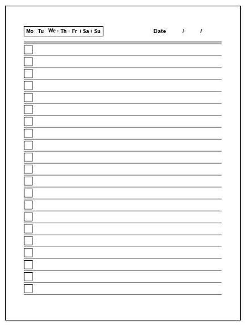 Todo 6mm Lined Full Page Checkboxes and Date/day of the Week. Supernote ...