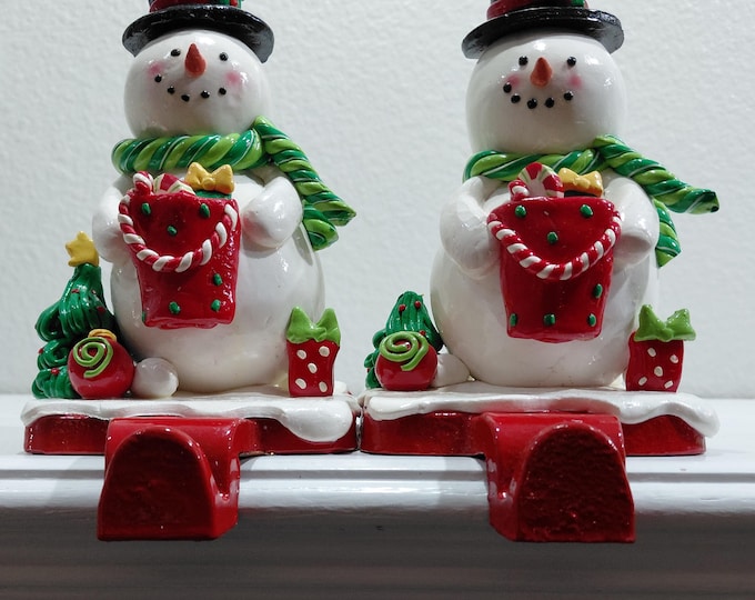 Kurt Adler Claydough Snowmen and Gingerbread House Stocking Holders for ...