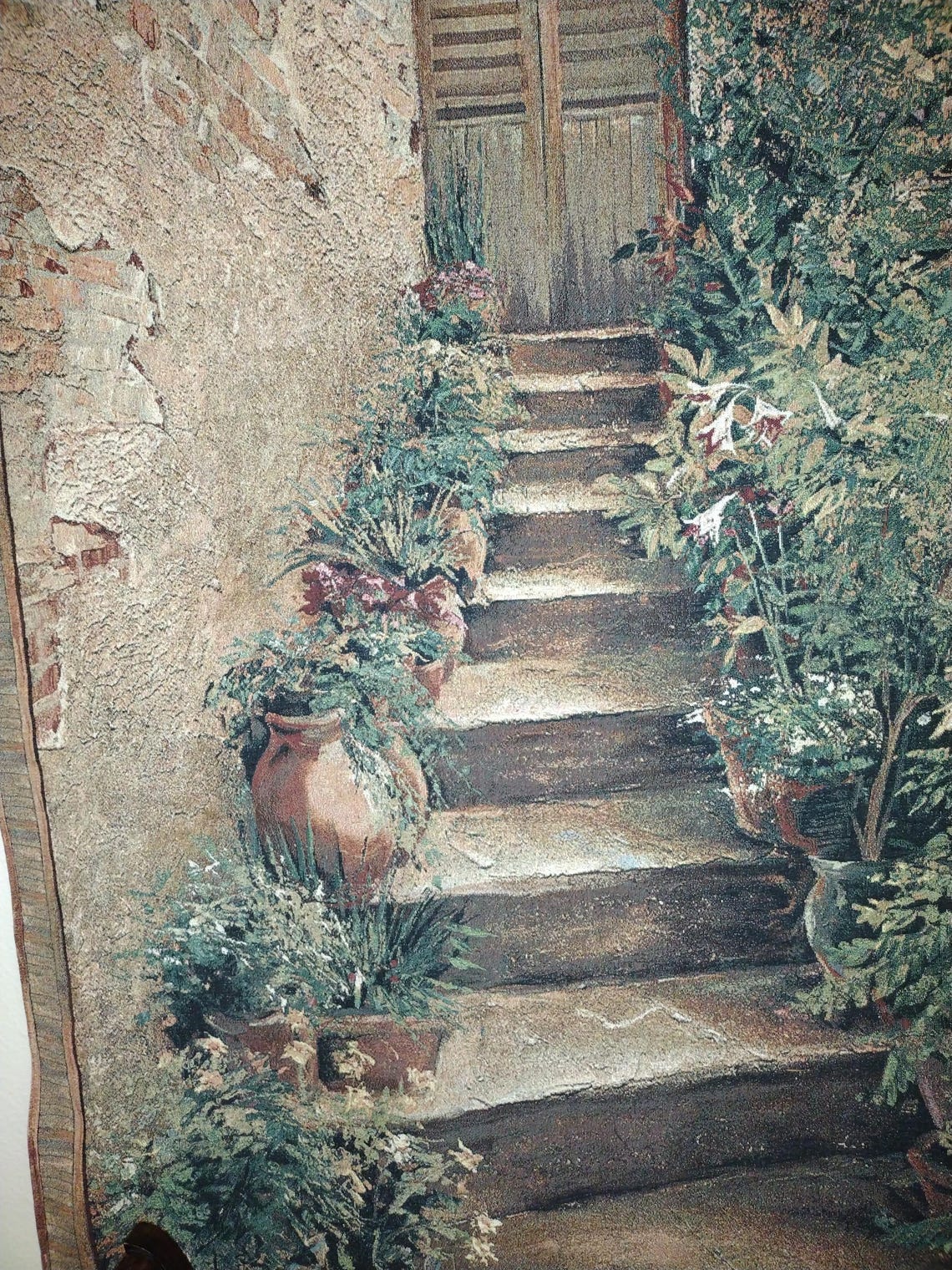 Tuscan Villa Steps Tapestry: Italian Fine Art Wall Hanging (52"x76") - Etsy