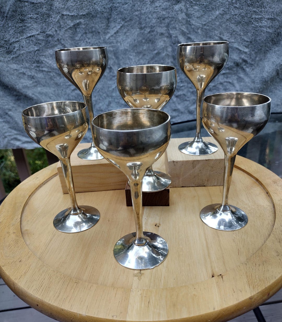 Set of 6 Brass EPNS Leonard Goblets. Holliday Tableware, Beautiful Ring ...