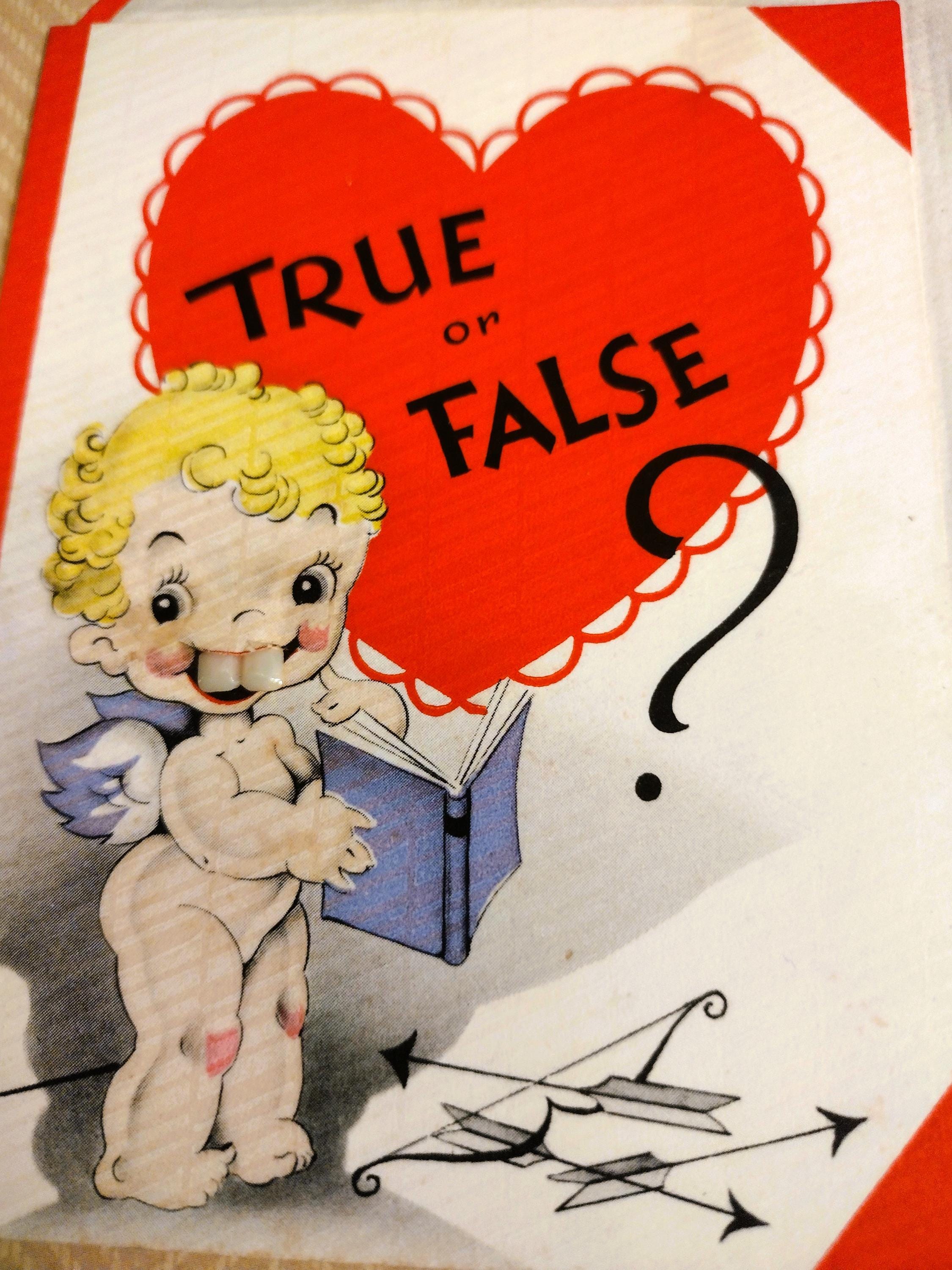 1940 Crazy Vintage Valentine Card. Can You Believe This True or False ...