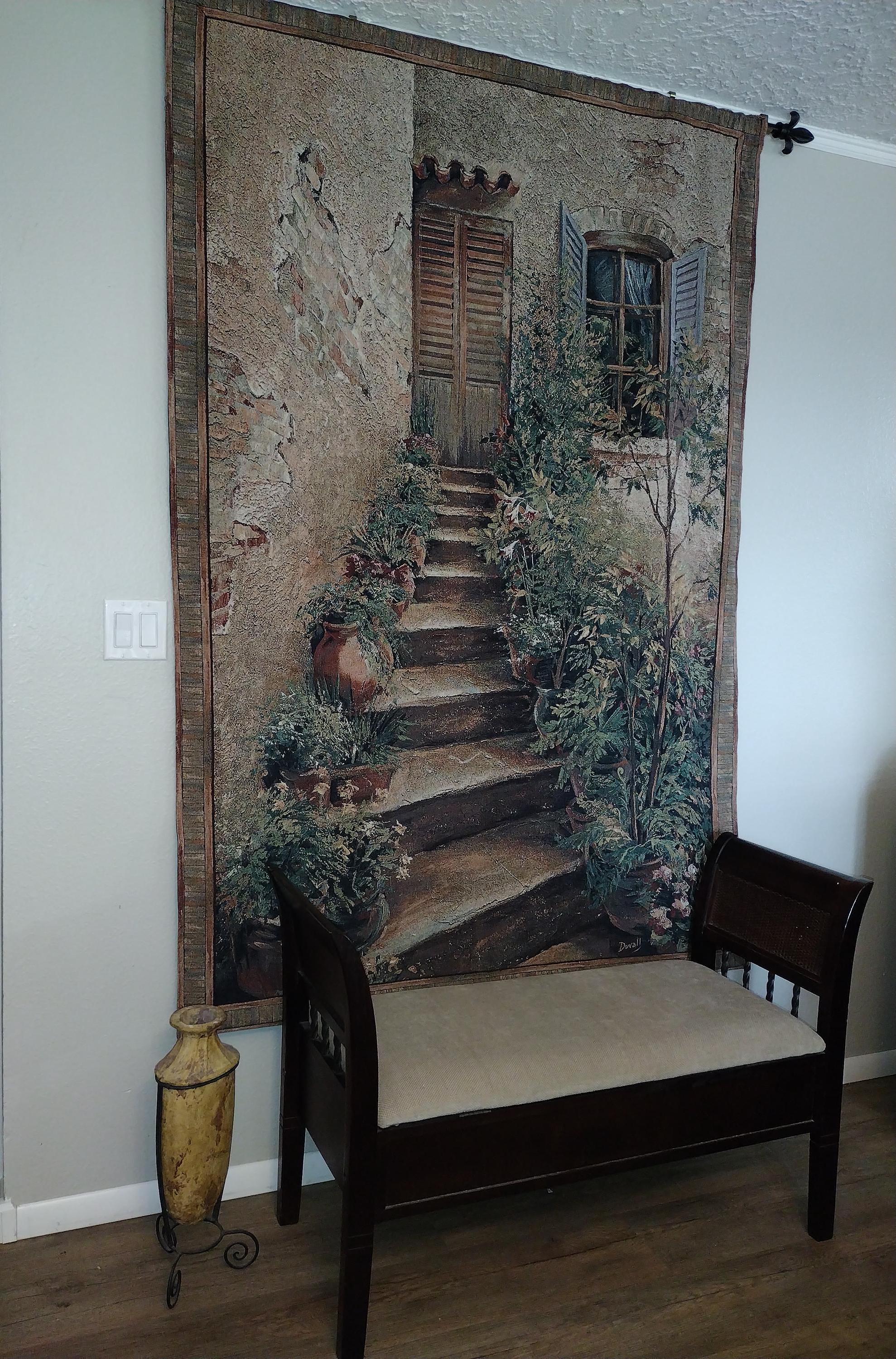 Tuscan Villa Steps Tapestry: Italian Fine Art Wall Hanging (52"x76") - Etsy
