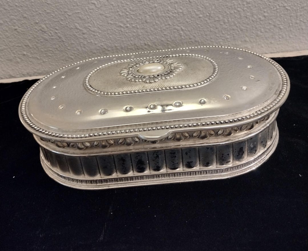 Large Godinger Silver Jewelry Box, 1980, Vintage, Ornate Pearl, Red ...