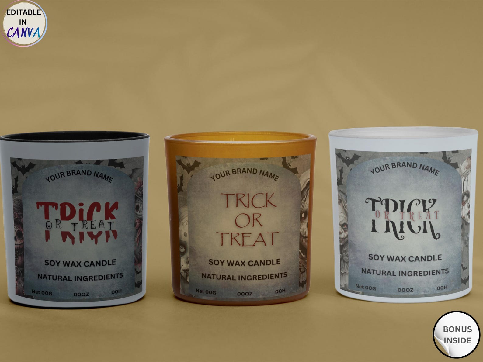 Candle Jar Label, Product Labels, Custom Packaging, Editable Template ...