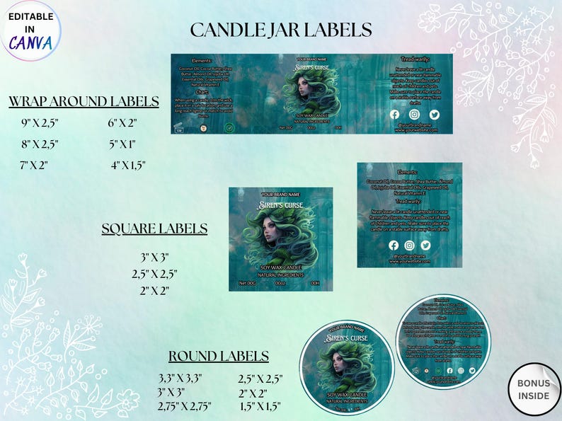 Cosmetic Label Template, Editable Label, Editable Template, Canva ...