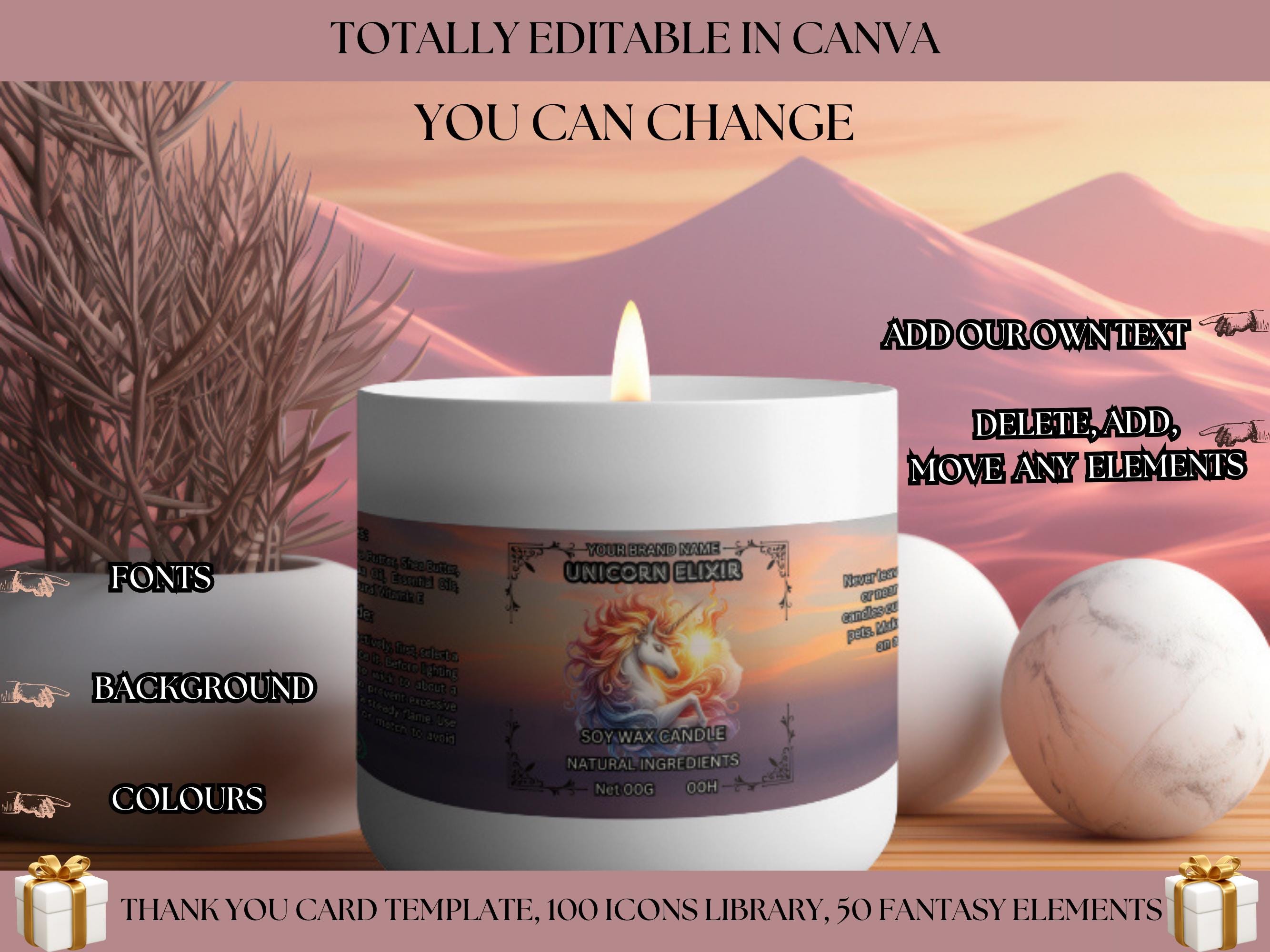 Candle Jar Label, Product Labels, Custom Packaging, Editable Template ...
