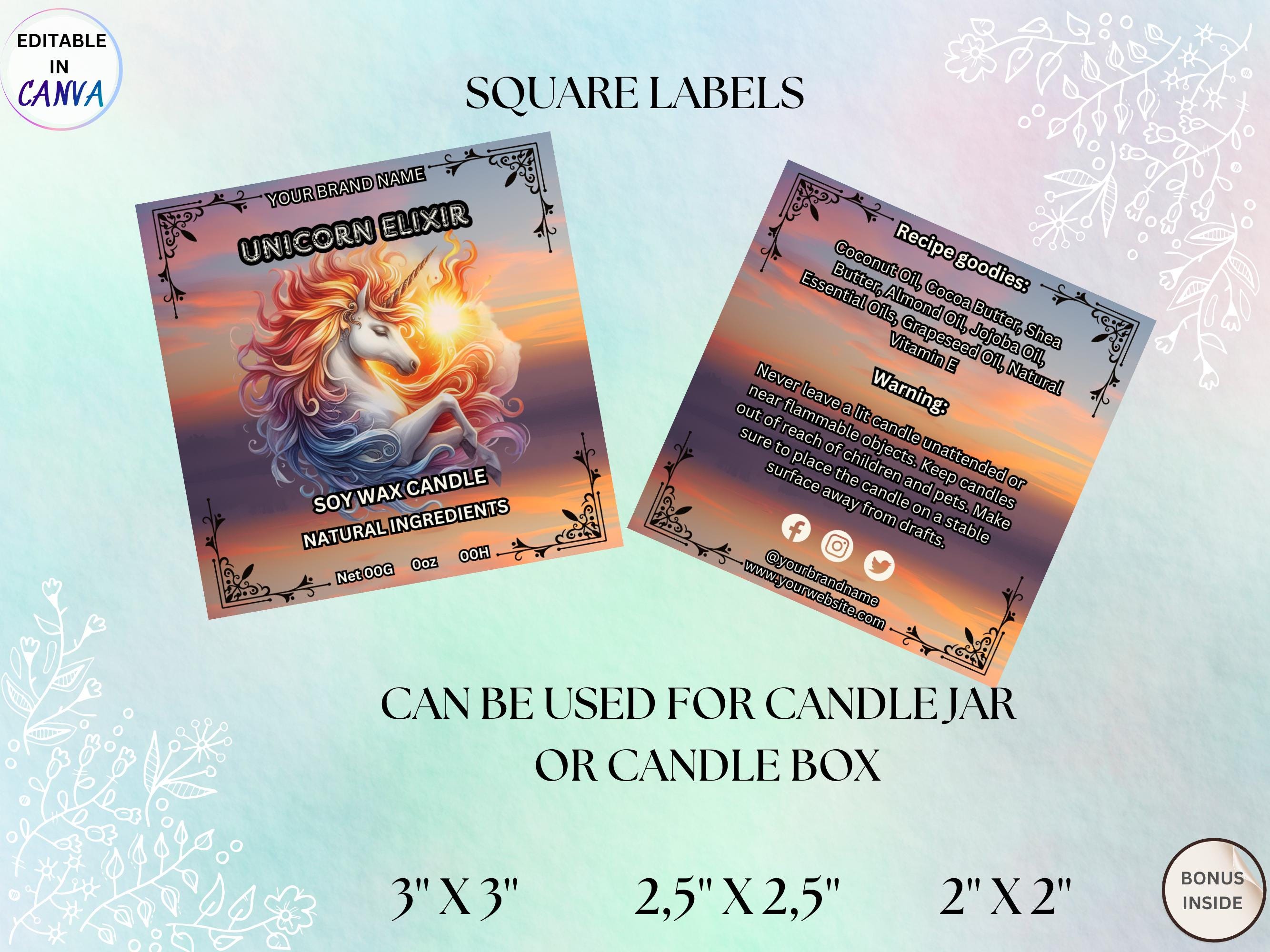 Candle Jar Label, Product Labels, Custom Packaging, Editable Template ...