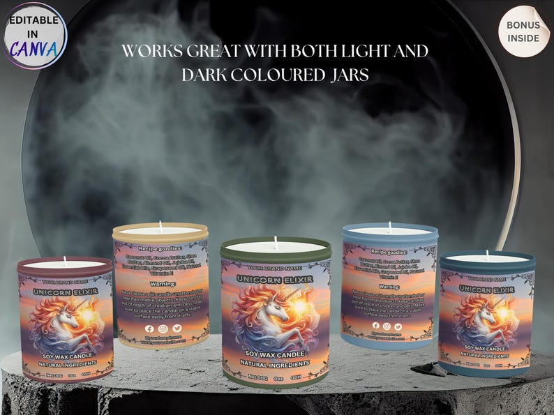 Candle Jar Label, Product Labels, Custom Packaging, Editable Template, Editable Label, Canva ...