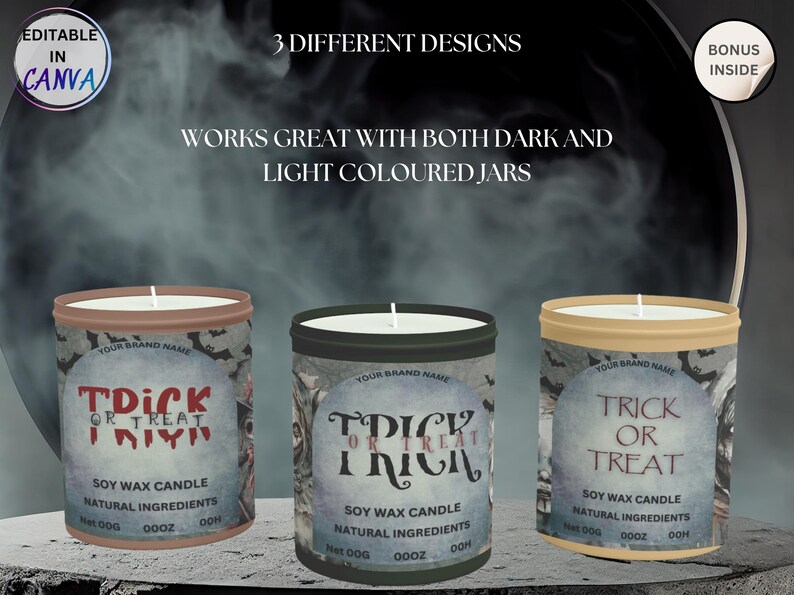 Candle Jar Label, Product Labels, Custom Packaging, Editable Template ...