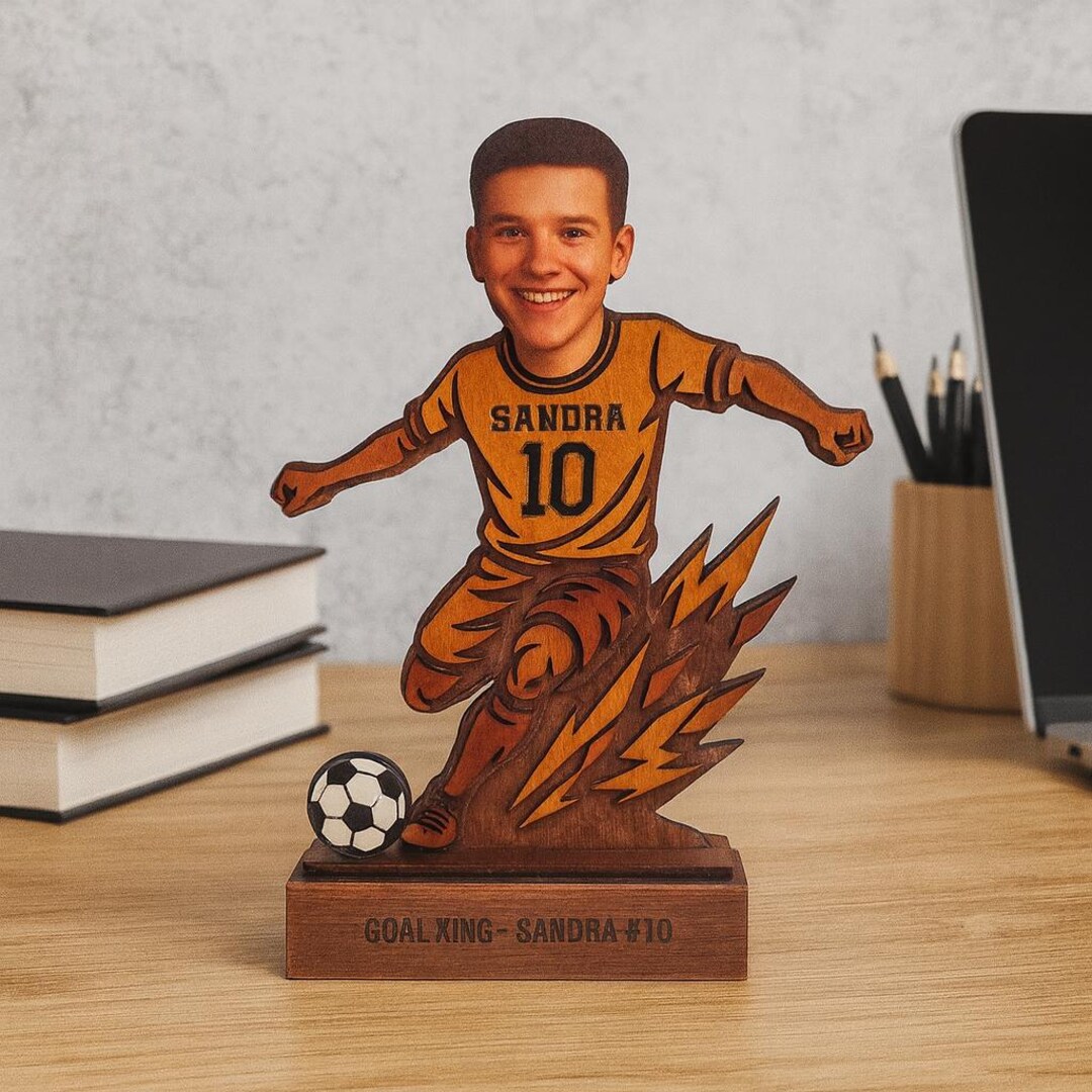 Personalized Wooden Football Trophy | 3D Birch Player Award - Etsy