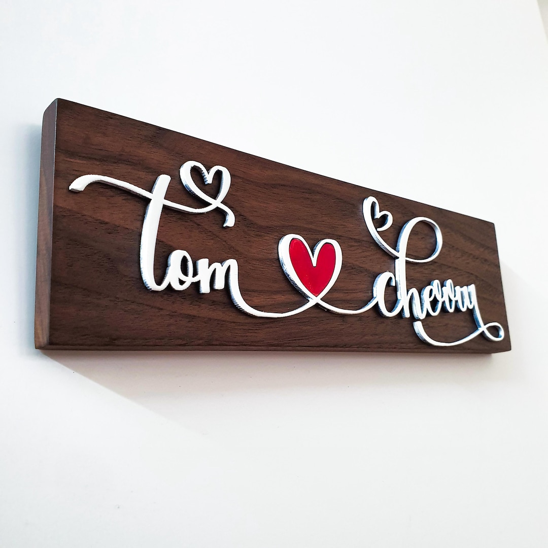 Personalized Walnut Couple Name Sign | 3D Birch Letters - Etsy