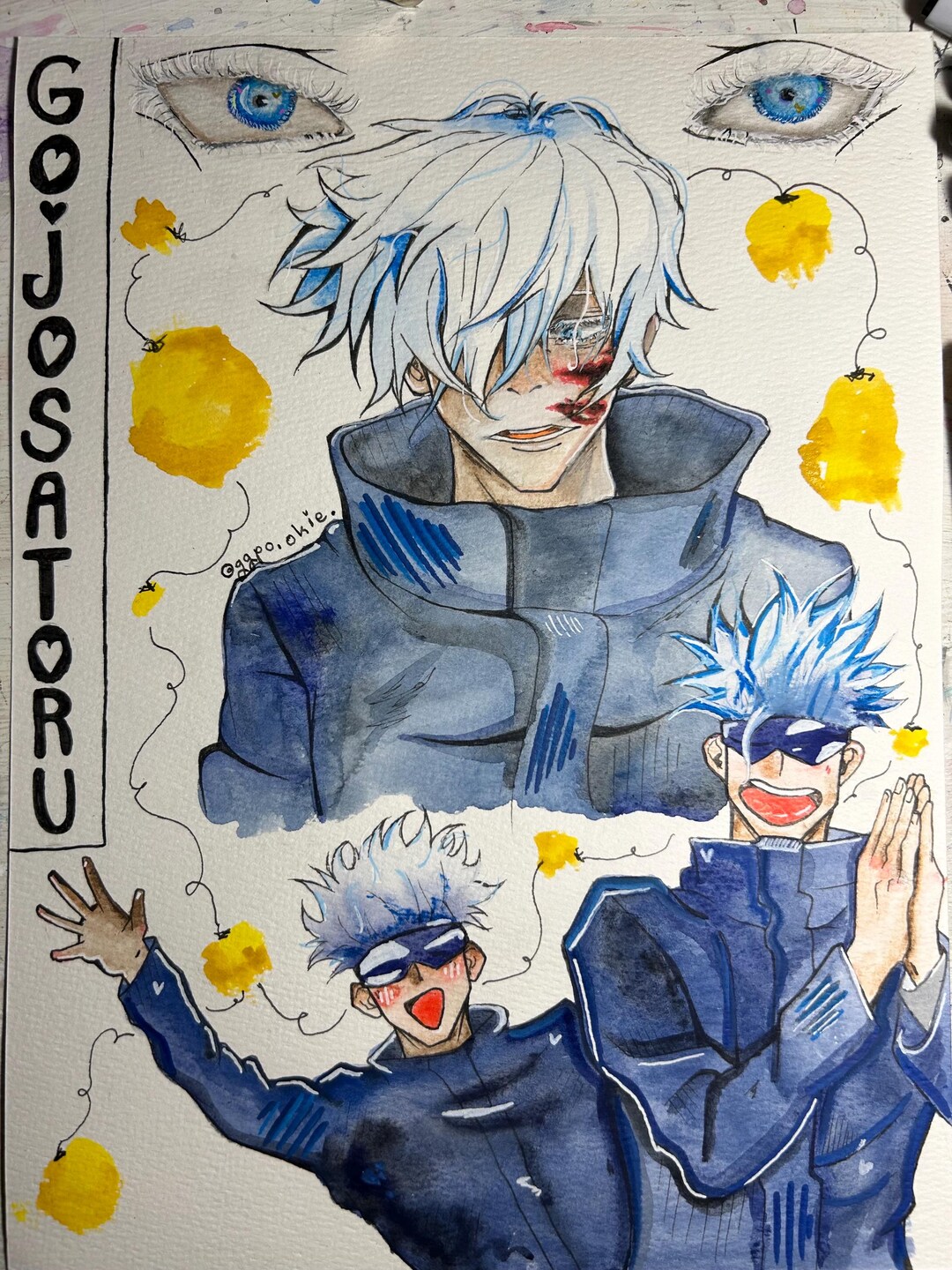 Gojo Satoru Handmade Original Artwork, Jujitsu Kaisen Watercolor Art ...