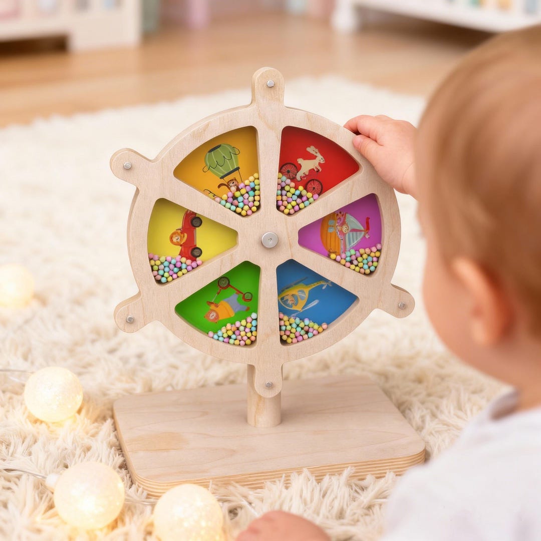 Wooden Montessori Rotary Toy, Spinning Sensory Toy, Baby Toddler Toys ...