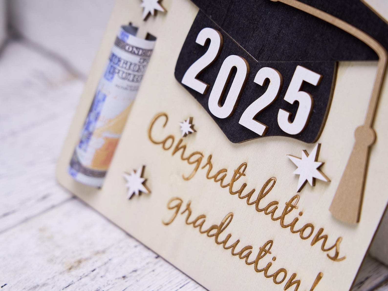 Custom Grad Money Card Holder, Wooden Cash Holder for Class of 2025 ...