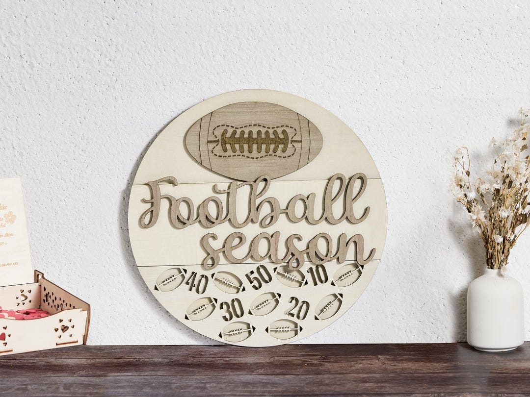 Personalized Wood Football Sign, Round Sign, Football Season Game Time ...