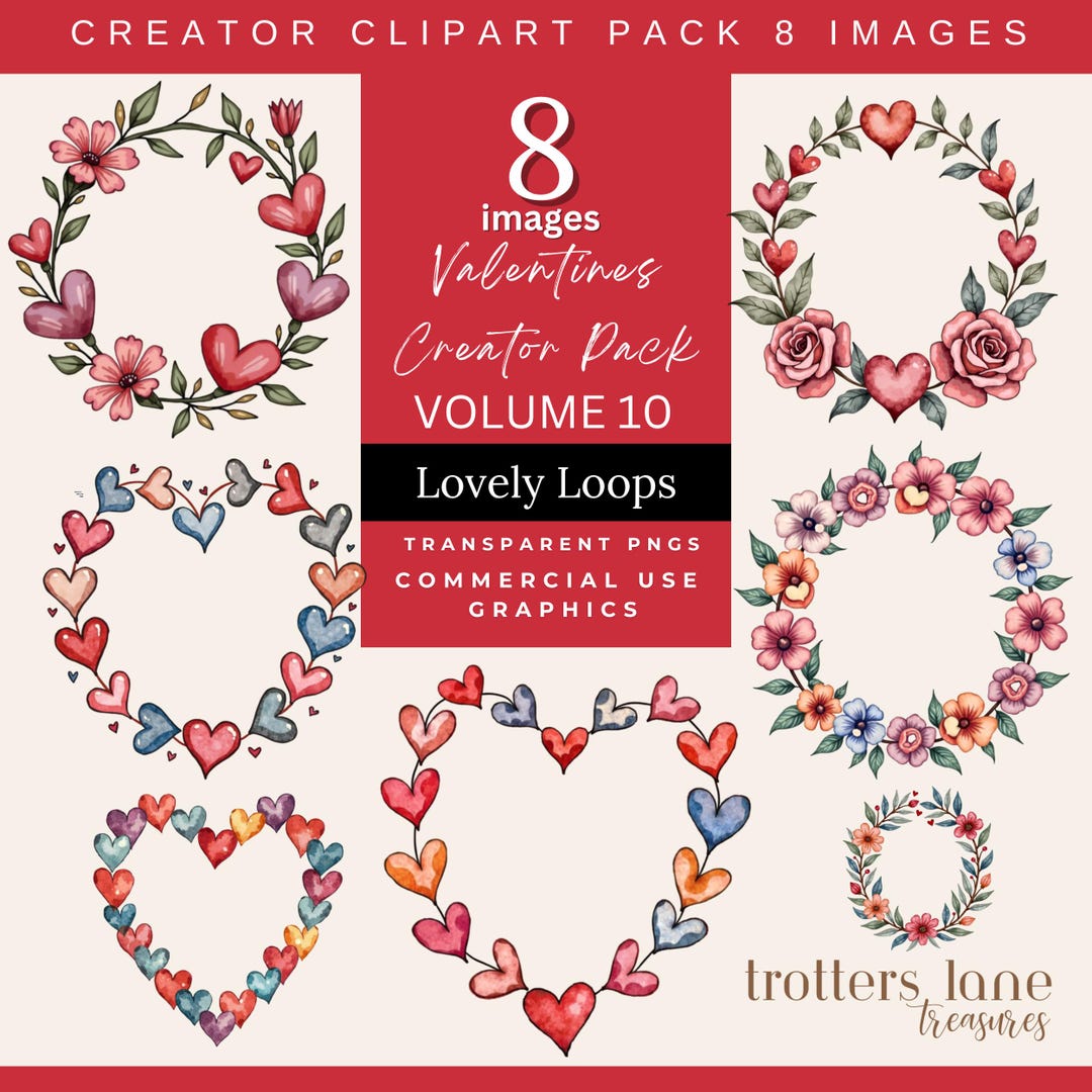 Valentine Wreath Clipart | Floral Heart Frames | Romantic Loop Art ...