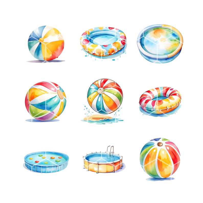 Pool Party Clipart Watercolor, Swimming Pool Clipart, Swimsuit Clipart ...